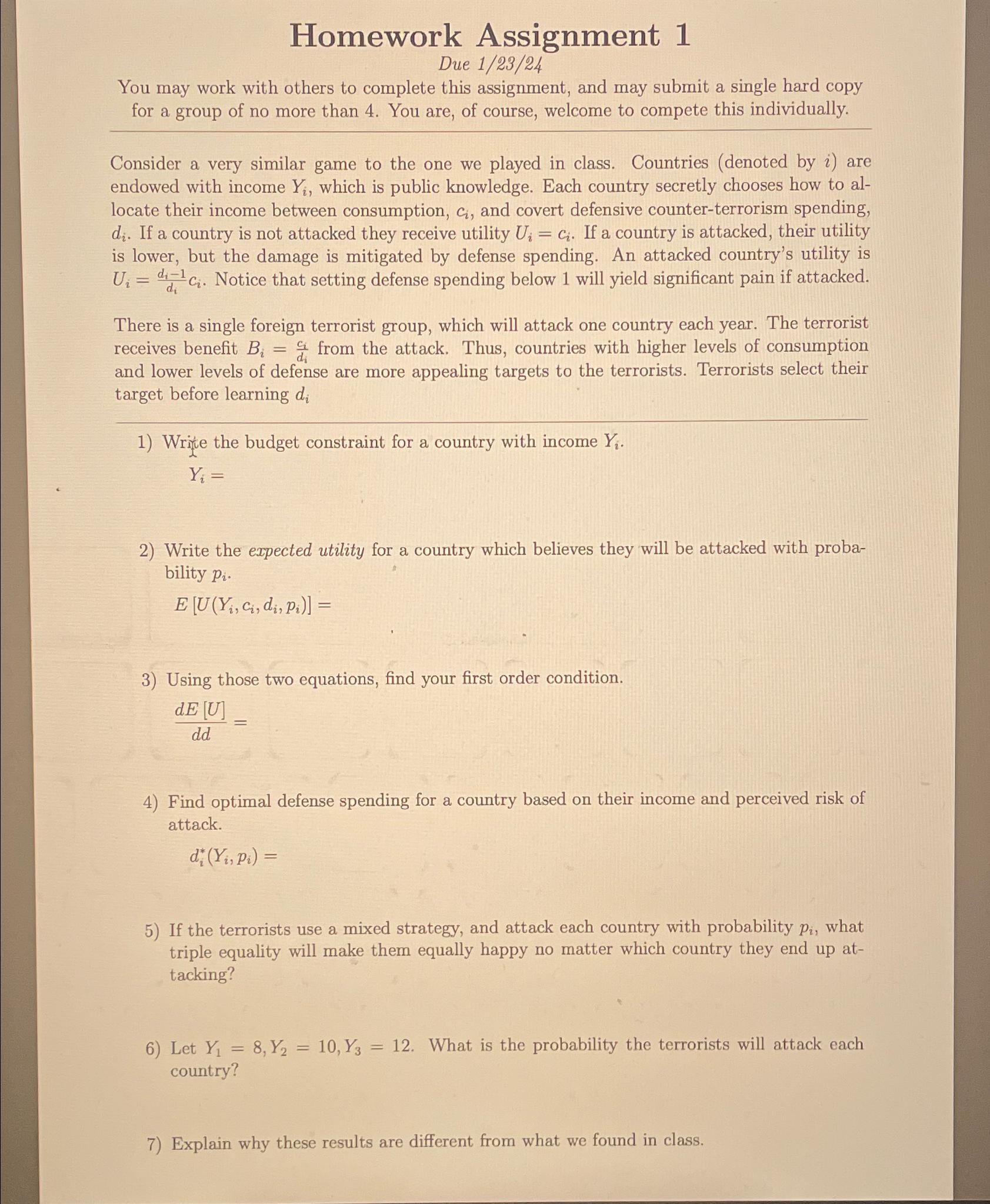 Solved Homework Assignment 1Due 123?24You may work with | Chegg.com