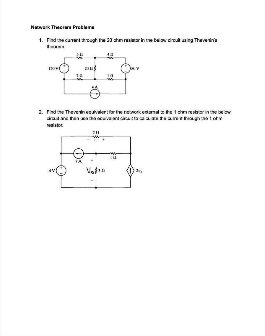 Solved Network Theorem Problems 1. Find the current through | Chegg.com