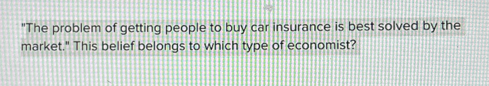 Solved "The problem of getting people to buy car insurance | Chegg.com
