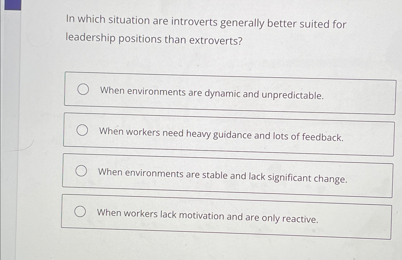 Solved In which situation are introverts generally better | Chegg.com