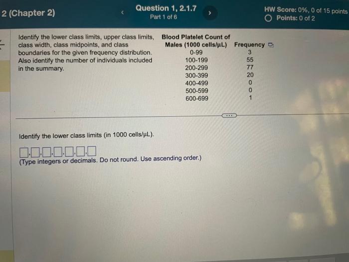 Solved Identify the lower class limits, upper class limits, | Chegg.com