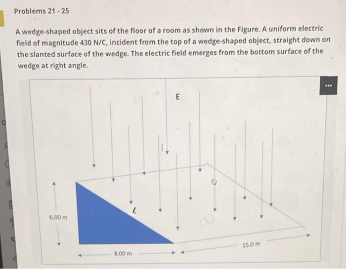 Solved Problems 21 - 25 A wedge-shaped object sits of the | Chegg.com