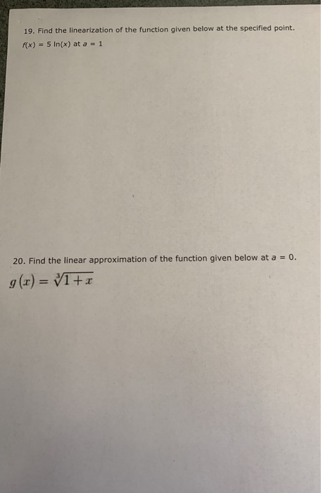 Solved 19 Find The Linearization Of The Function Given