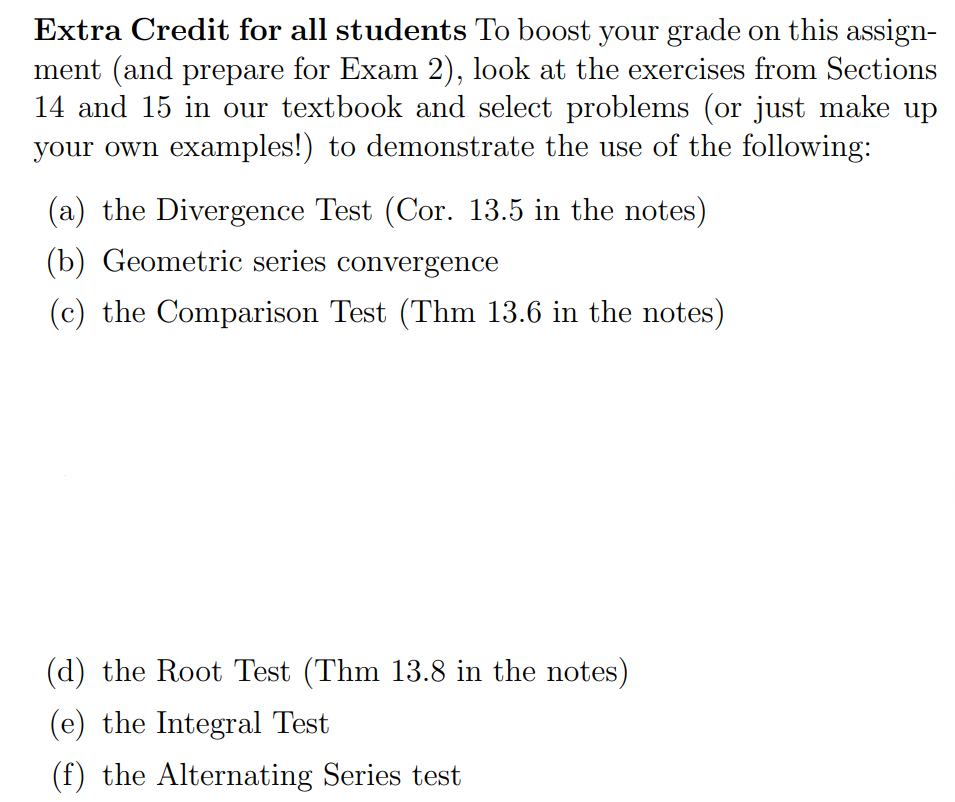 Extra Credit for all students To boost your grade on | Chegg.com
