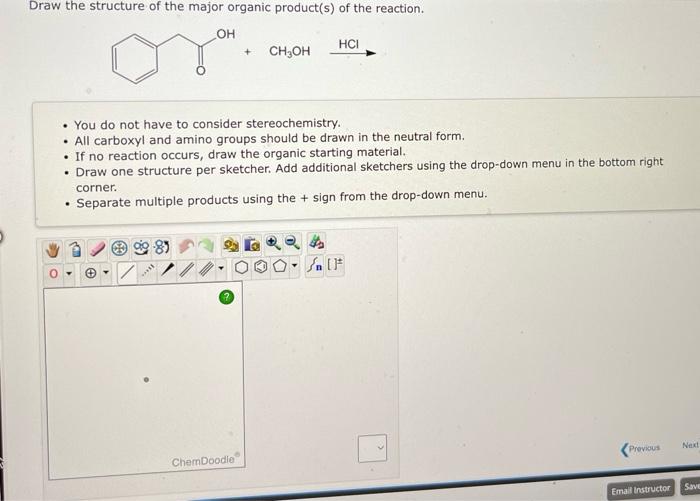 Solved Draw the structure of the major organic product(s) of | Chegg.com