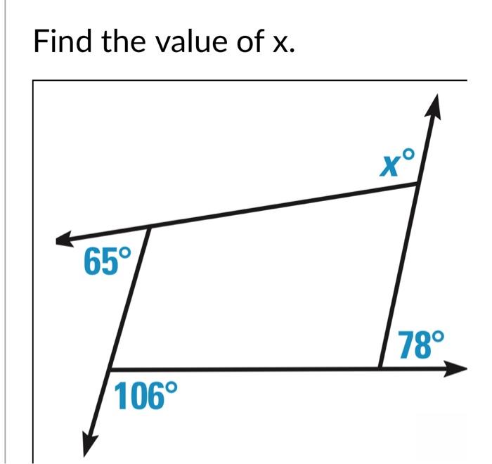 Solved Find the value of x. to 65° 789 106° | Chegg.com