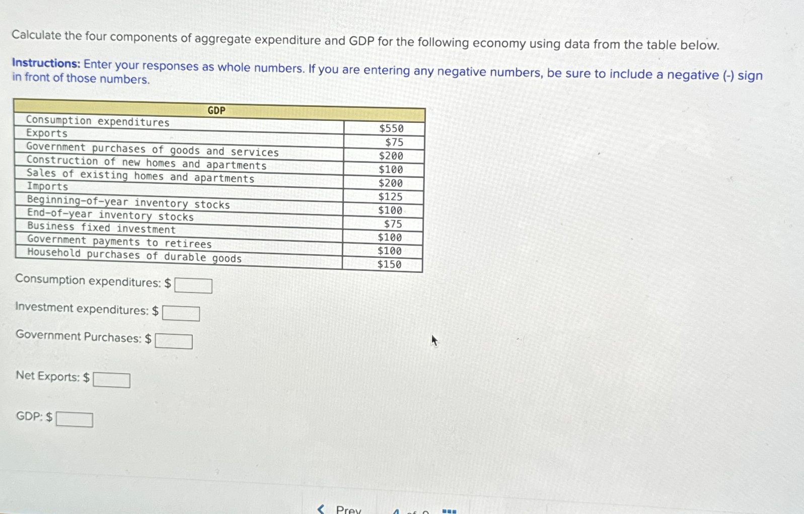 Solved Calculate the four components of aggregate | Chegg.com