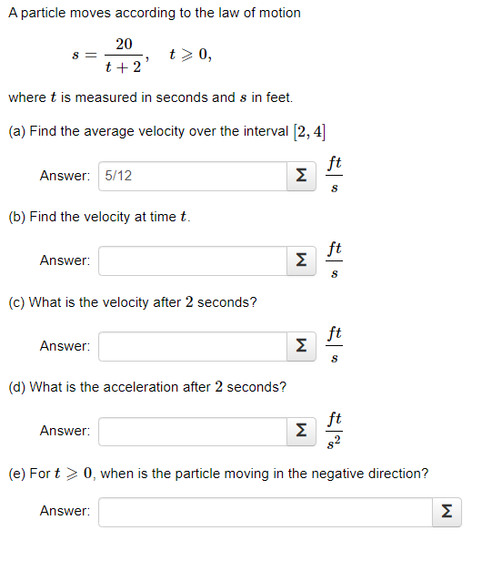 Solved A particle moves according to the law of | Chegg.com