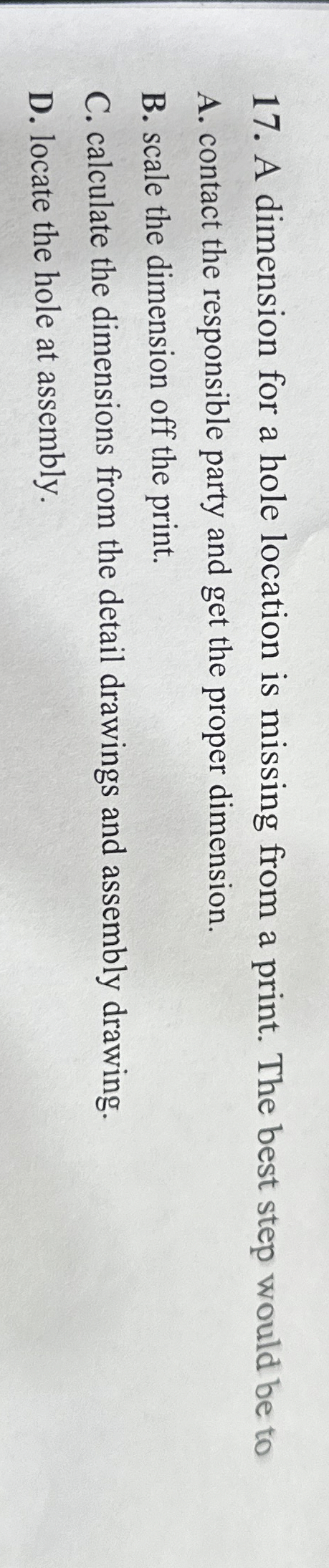 Solved A dimension for a hole location is missing from a | Chegg.com