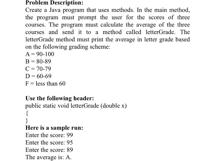Solved Problem Description Create A Java Program That Uses Chegg
