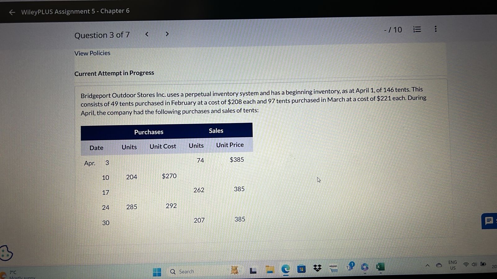 Solved WileyPLUS Assignment 5 - ﻿Chapter 6Question 3 ﻿of | Chegg.com