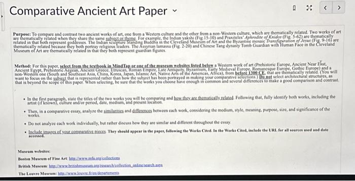 Comparative Ancient Art Paper Purpose: To compare and | Chegg.com