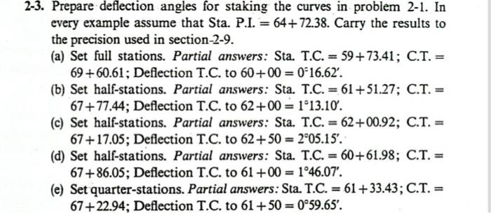 Solved 2-3. Prepare deflection angles for staking the curves | Chegg.com