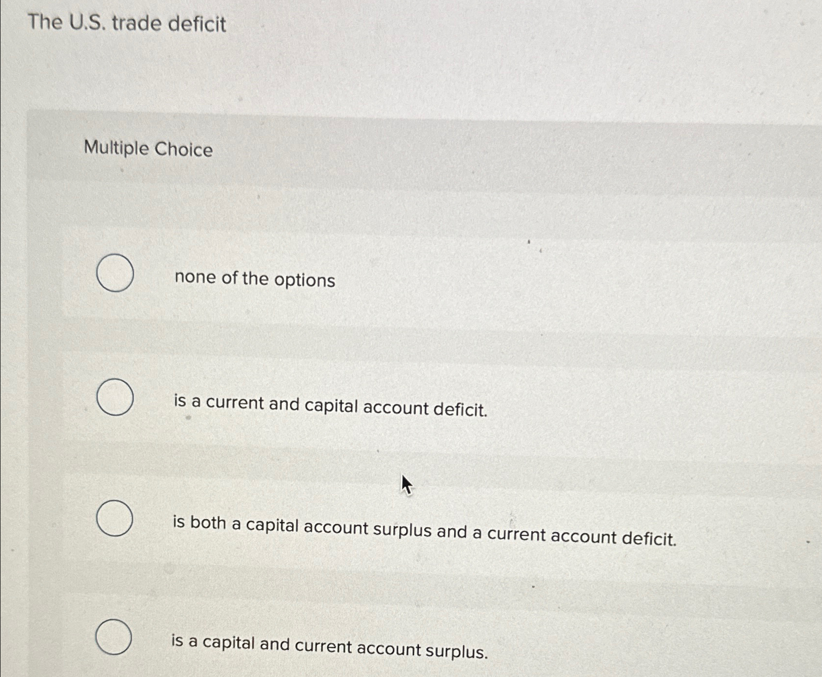 Solved The U.S. ﻿trade deficitMultiple Choicenone of the | Chegg.com