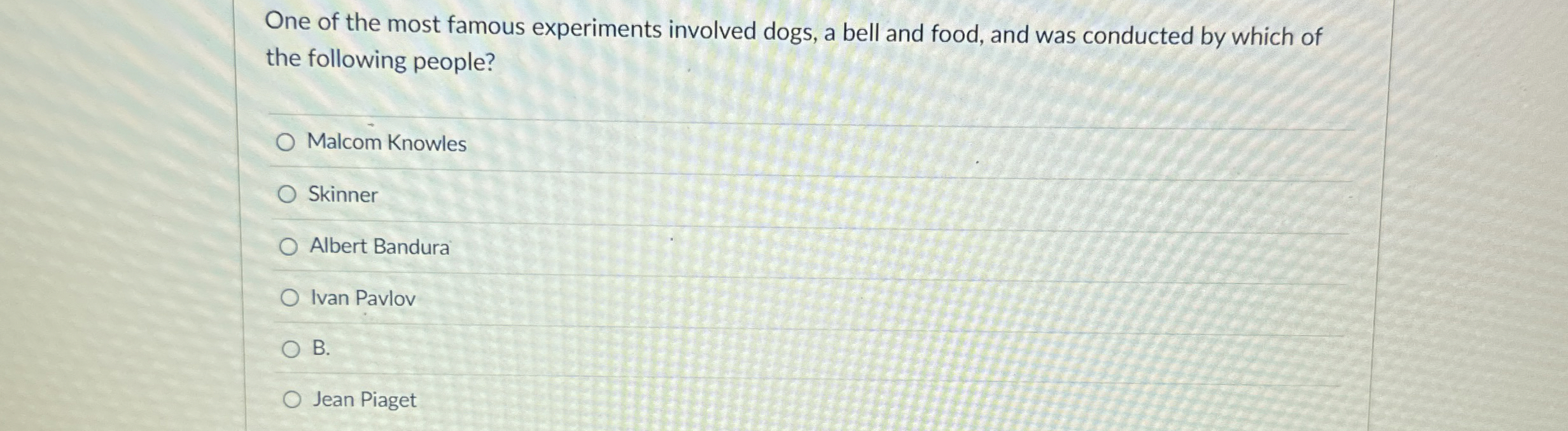 Solved One of the most famous experiments involved dogs, a | Chegg.com
