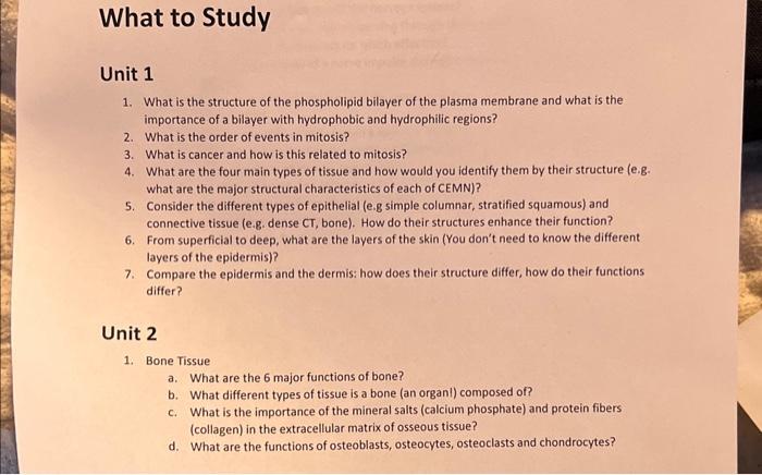 Solved Unit 1 1. What is the structure of the phospholipid | Chegg.com