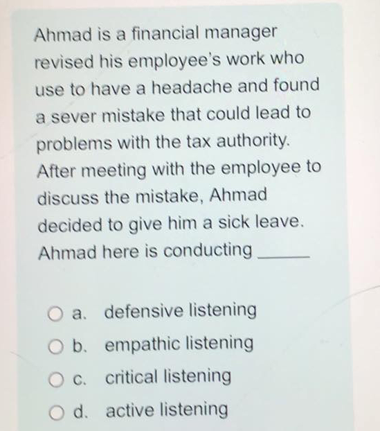 Solved Ahmad is a financial manager revised his employee's | Chegg.com