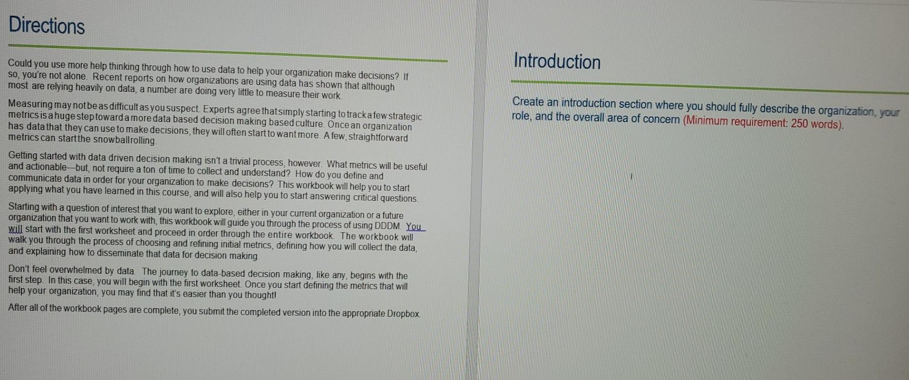 Directions Introduction Create an introduction | Chegg.com