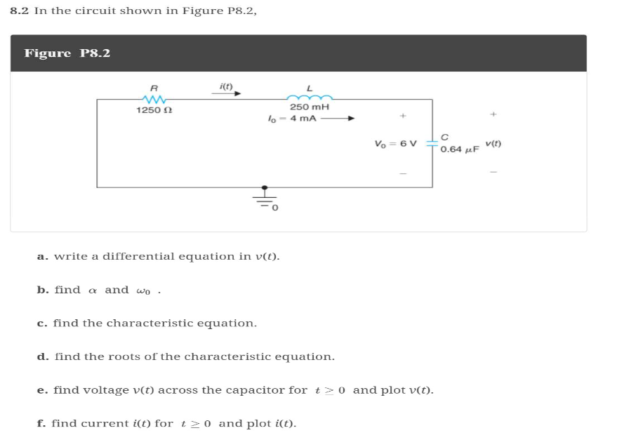 Solved 8.2 ﻿In the circuit shown in Figure P8.2,Figure | Chegg.com
