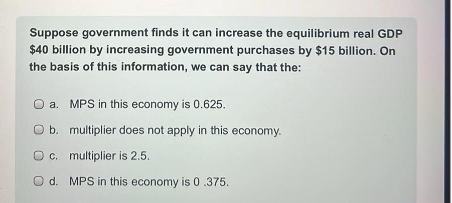 Solved Suppose government finds it can increase the | Chegg.com