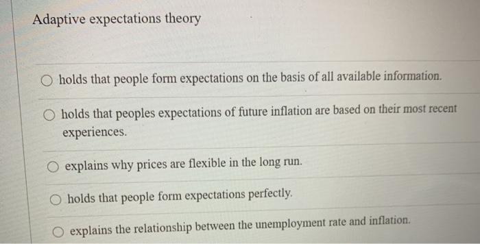 Solved Adaptive expectations theory O holds that people form | Chegg.com