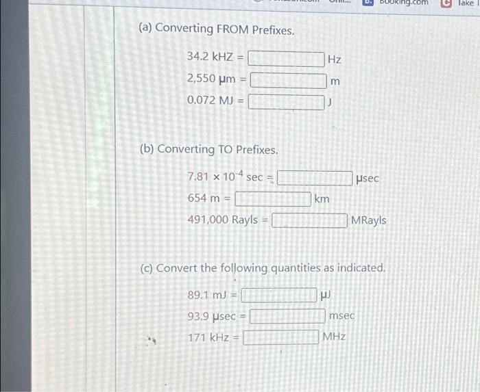 Solved (a) Converting FROM Prefixes. | Chegg.com