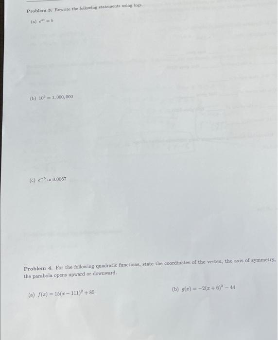 Solved Problem 3. Rewrite the following statements using | Chegg.com