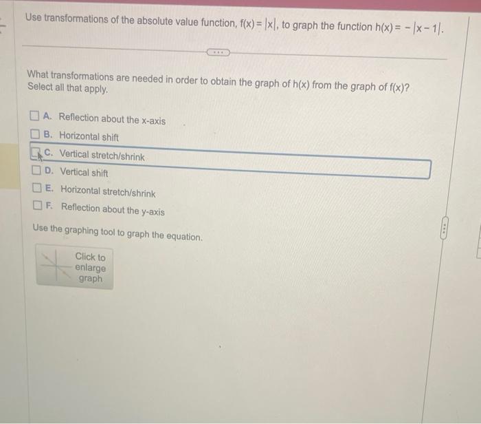 Solved Use transformations of the absolute value function, | Chegg.com