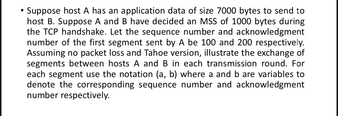 Solved Suppose host A has an application data of size 7000 | Chegg.com