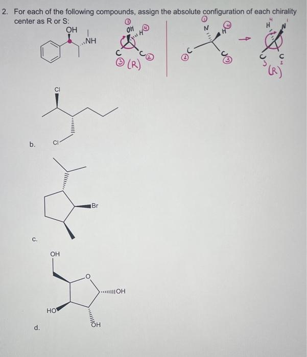 Solved For each of the following compounds, assign the | Chegg.com