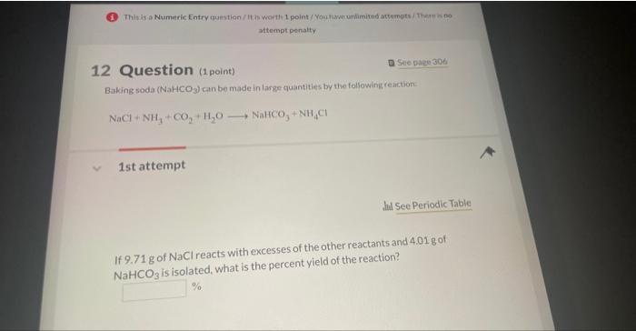 Solved 09 Question (2points) a see page 306 The reaction of | Chegg.com