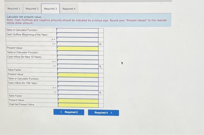 Solved Required 3 Required 4 Calculate net present value. | Chegg.com