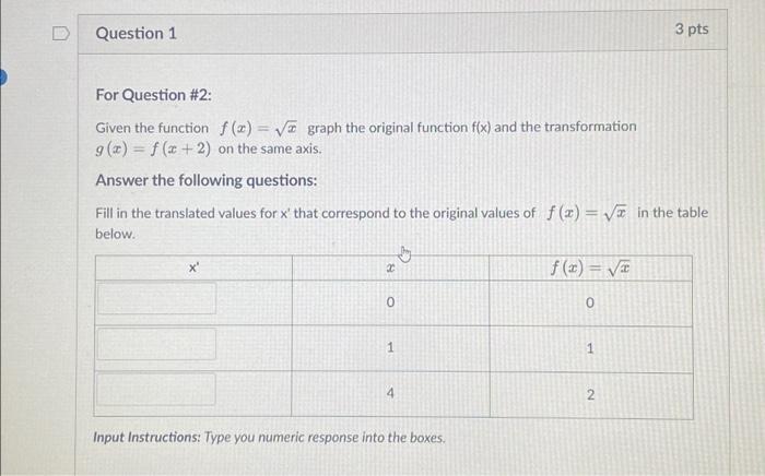 Solved Question 1 For Question #2: Given the function | Chegg.com