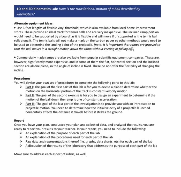 Solved 1D and 2D Kinematics Lab: How is the translational | Chegg.com