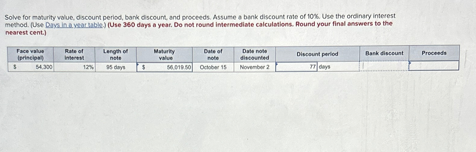 Solved Solve for maturity value, discount period, bank | Chegg.com