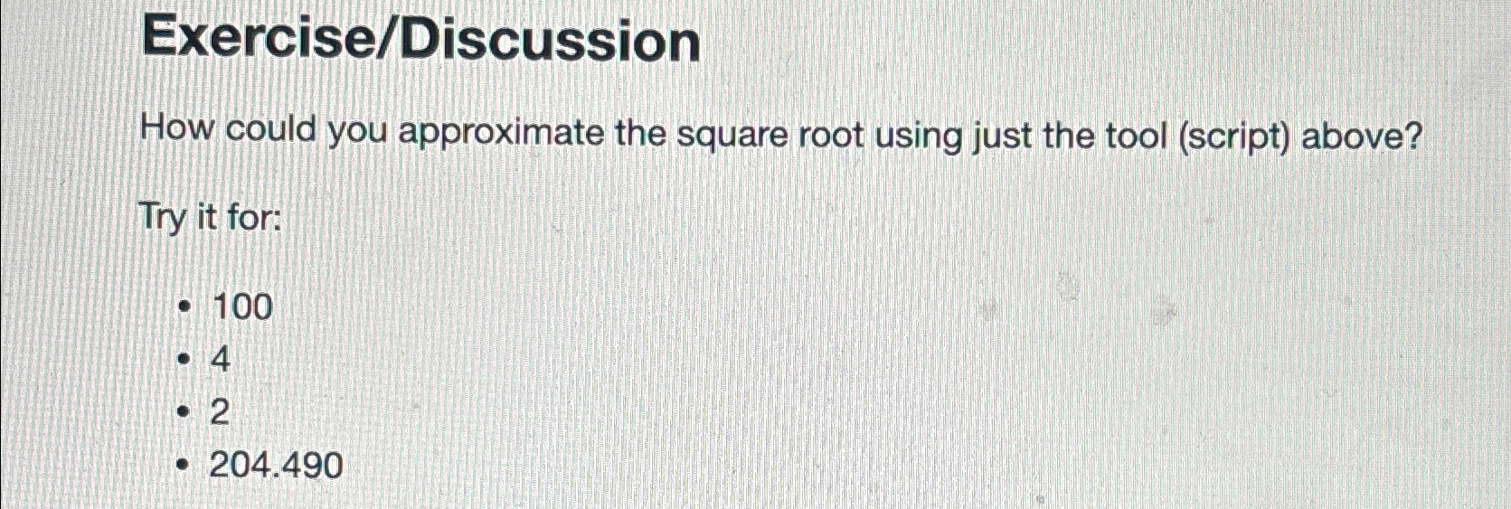 Solved Exercise/DiscussionHow could you approximate the | Chegg.com