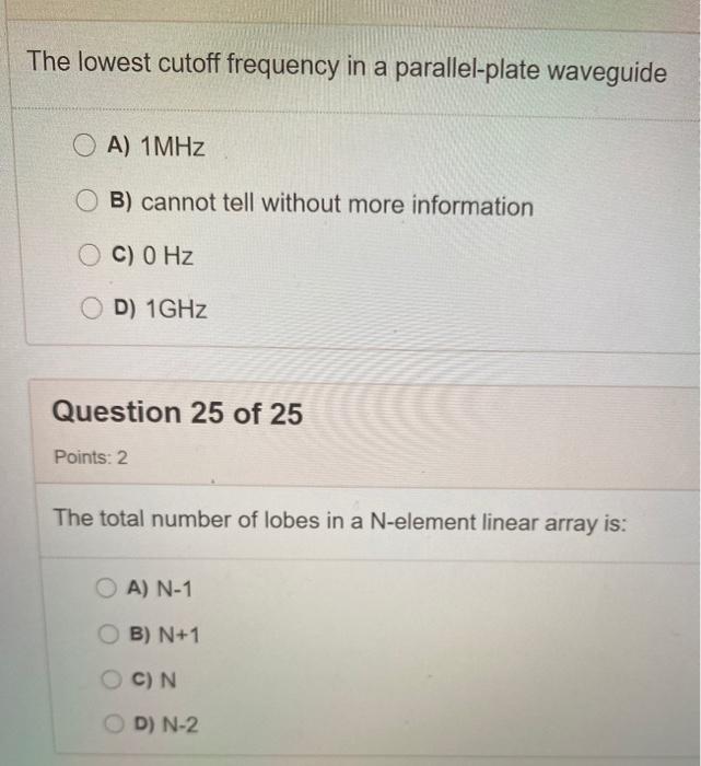 Solved The lowest cutoff frequency in a parallel-plate | Chegg.com