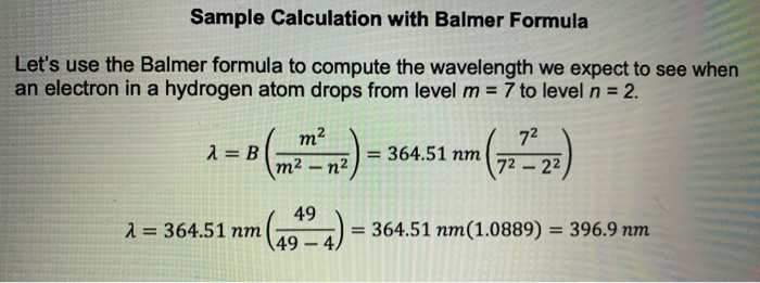 Solved Part I: Wavelengths predicted by the Balmer formula. | Chegg.com