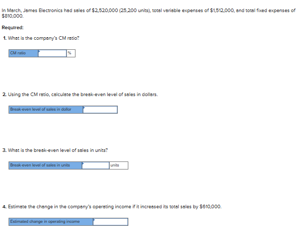 Solved In March, James Electronics had seles of | Chegg.com