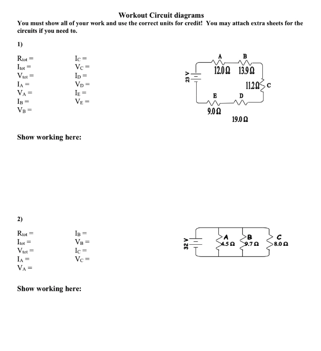Solved Workout Circuit diagramsYou must show all of your | Chegg.com