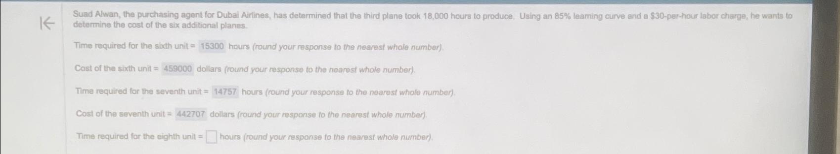 Solved determine the cost of the six additional planes.Time | Chegg.com