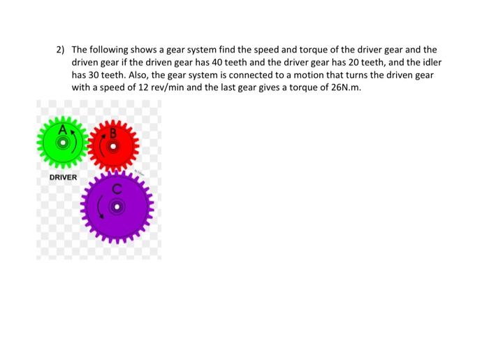 Solved The following shows a gear system find the speed and | Chegg.com