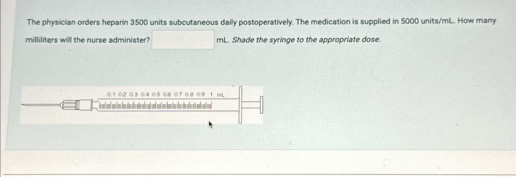 Solved The physician orders heparin 3500 ﻿units subcutaneous | Chegg.com