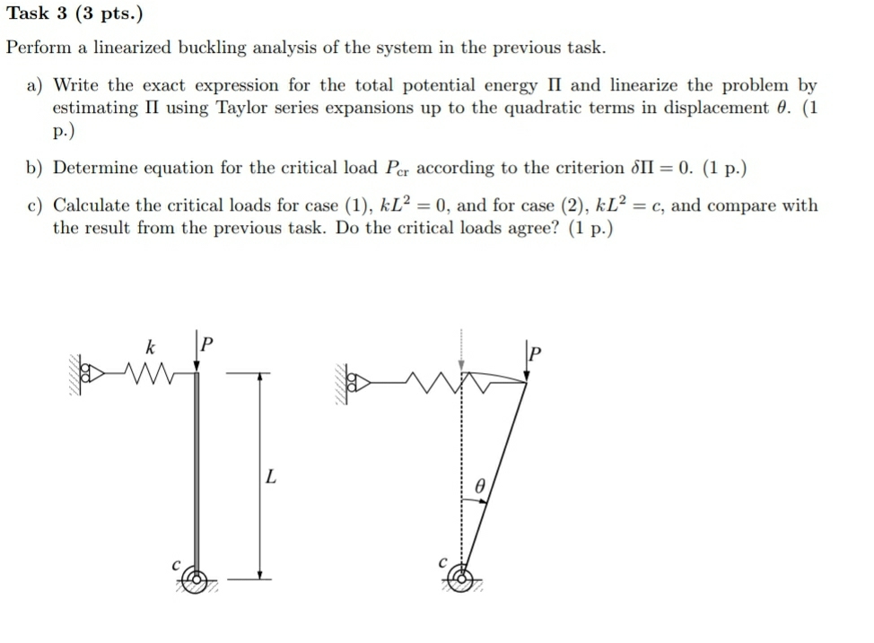 Solved Task 3 (3 ﻿pts.)Perform a linearized buckling | Chegg.com