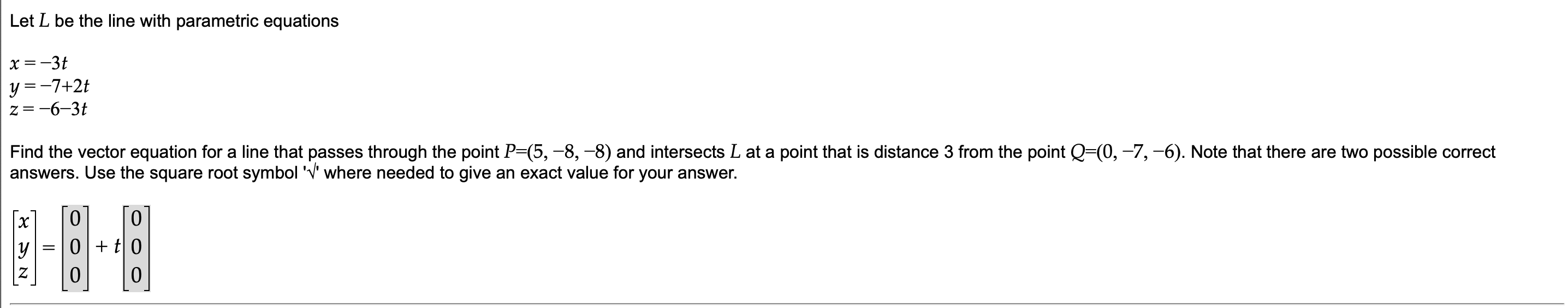 Solved Let L ﻿be the line with parametric | Chegg.com