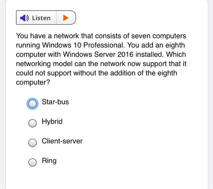 Solved 1) Listen You have a network that consists of seven | Chegg.com