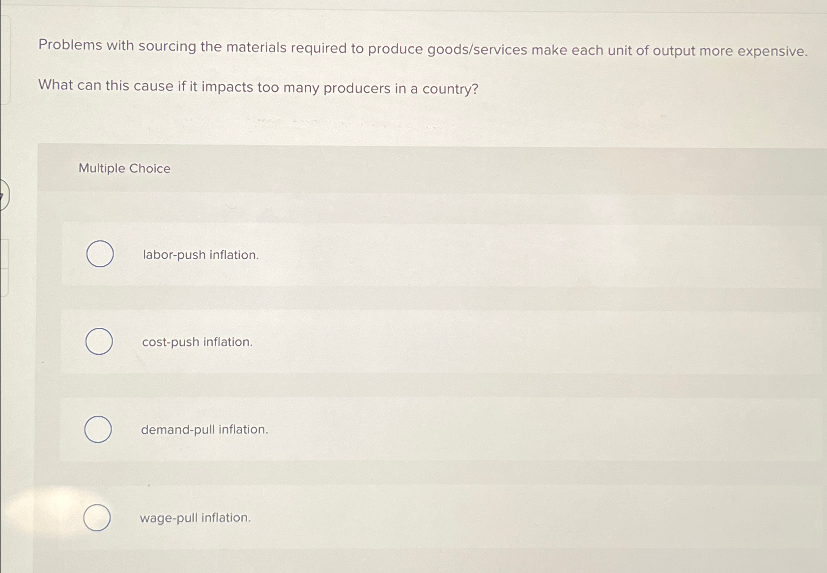Solved Problems with sourcing the materials required to | Chegg.com