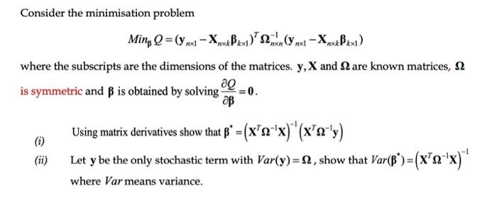 Solved Consider the minimisation problem | Chegg.com
