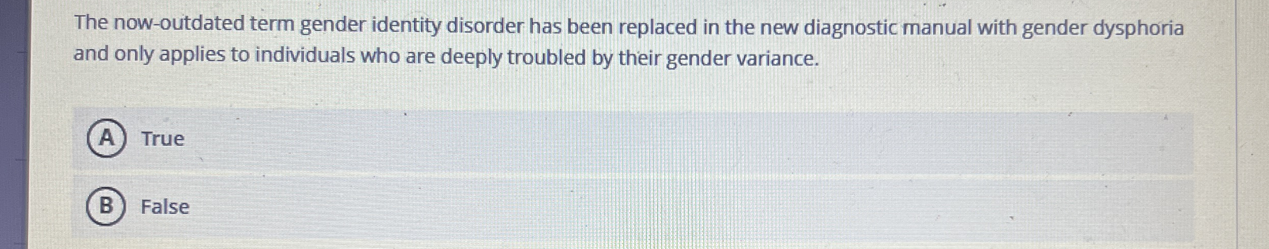 Solved The now-outdated term gender identity disorder has | Chegg.com