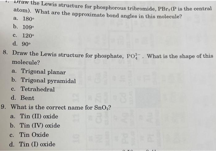 Solved Uraw the Lewis structure for phosphorous tribromide, | Chegg.com